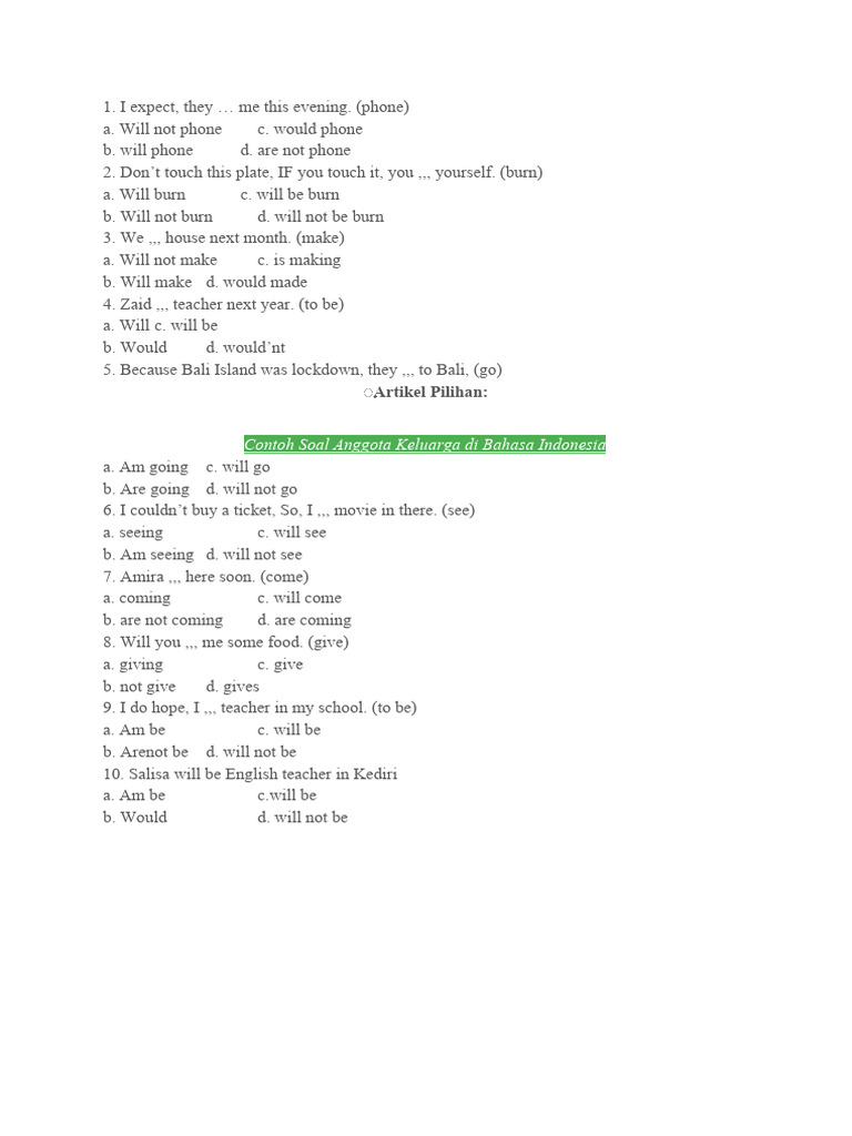 Soal Future Tense | PDF | Language Arts & Discipline