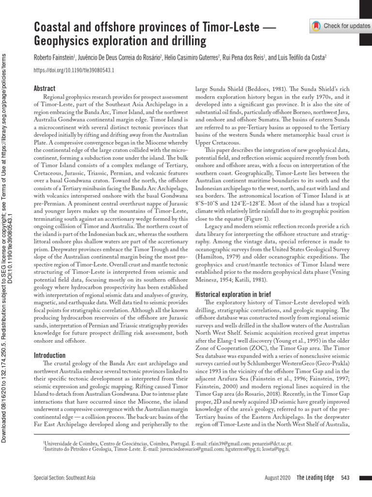 Arc-Parallel Extrusion of The Timor Sector of The Banda Fainstein2020 | PDF