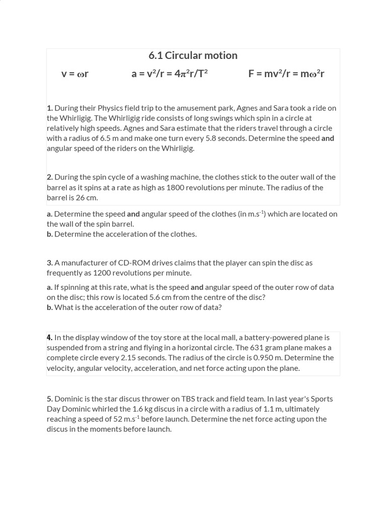 6.1 Circular Motion | Download Free PDF | Acceleration | Speed