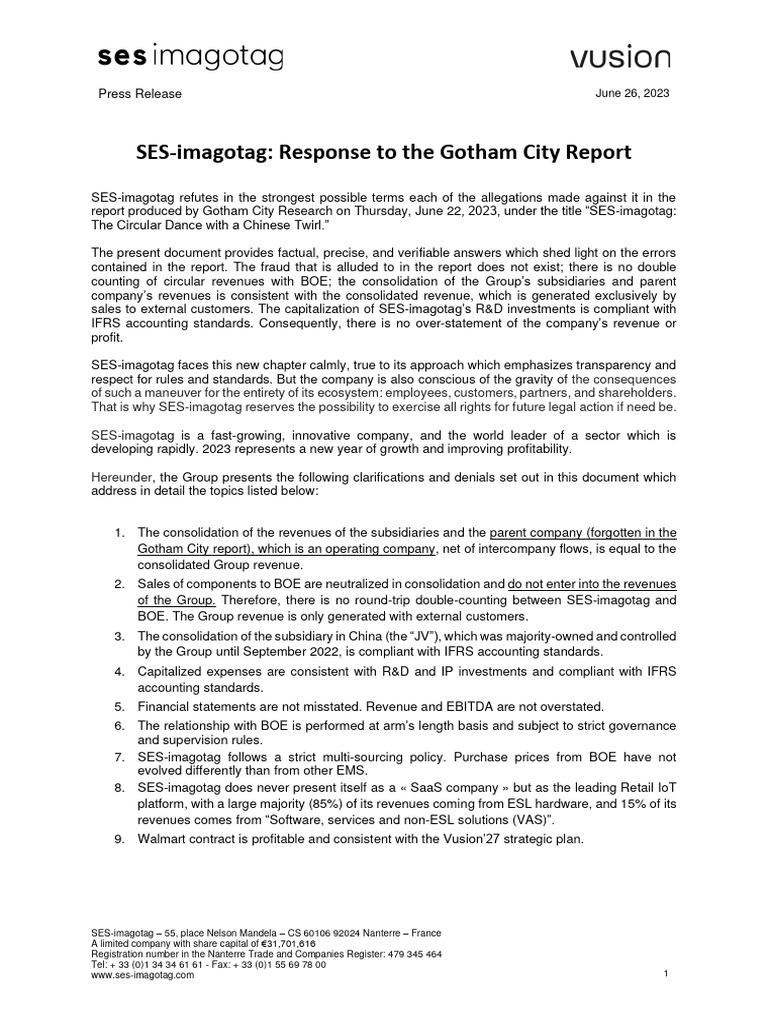 Ses-Imagotag Response Gotham City | PDF