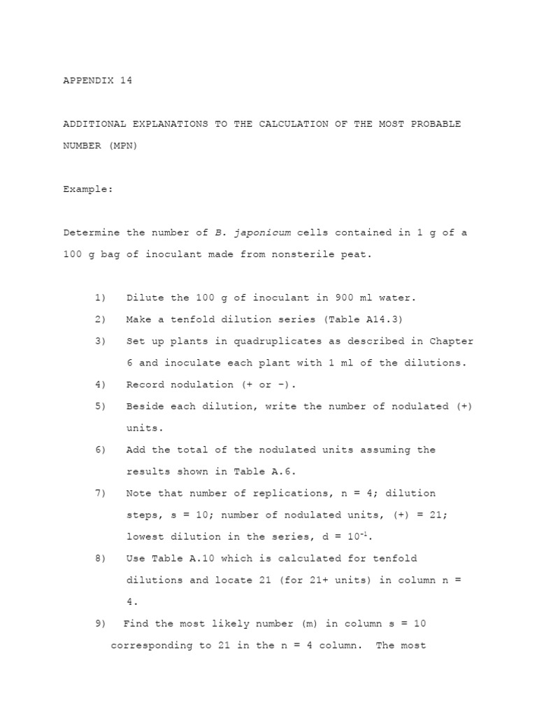 MPN Calculation for Soybean Inoculants | PDF