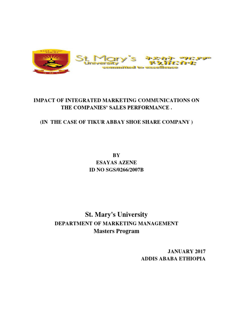 Esayas Azene Final PDF For ST Merry | PDF | Marketing Communications | Marketing