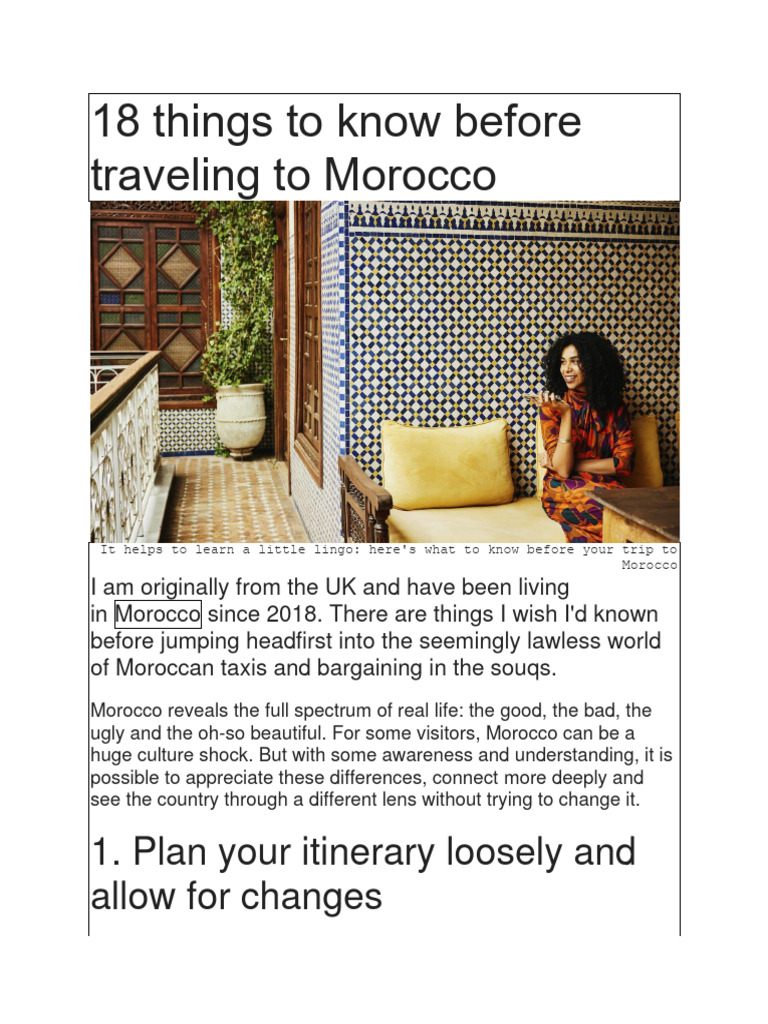 18 Things To Know Before Traveling To Morocco | PDF