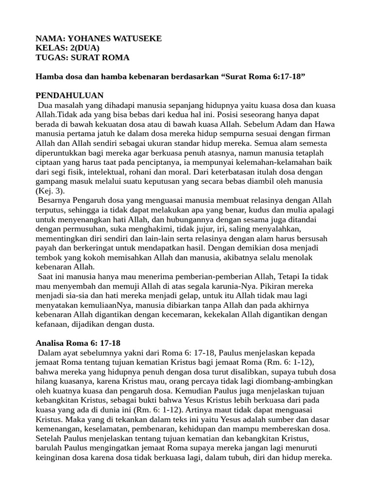 Tugas Surat Roma | PDF