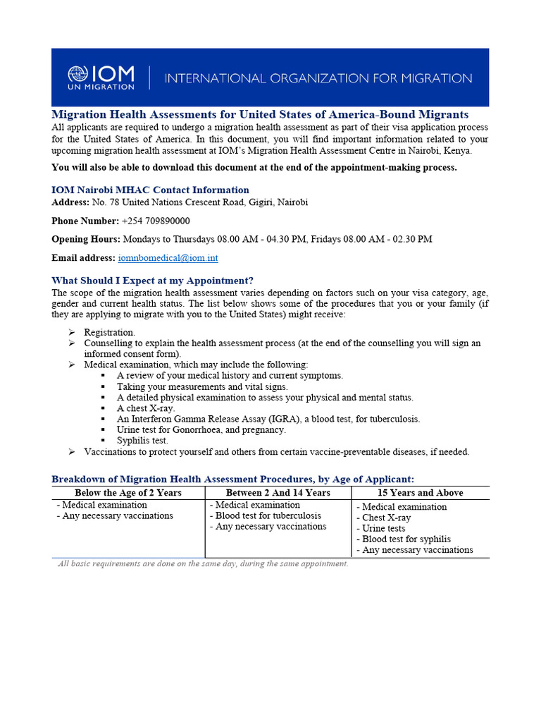 Migration Health Information Sheet Usa Kenya Clean | PDF | Tuberculosis ...