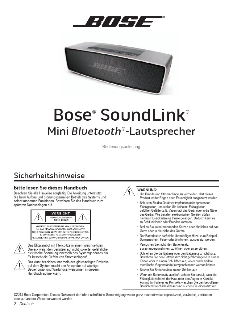 Bedienungsanleitung Bose Soundlink Mini | PDF