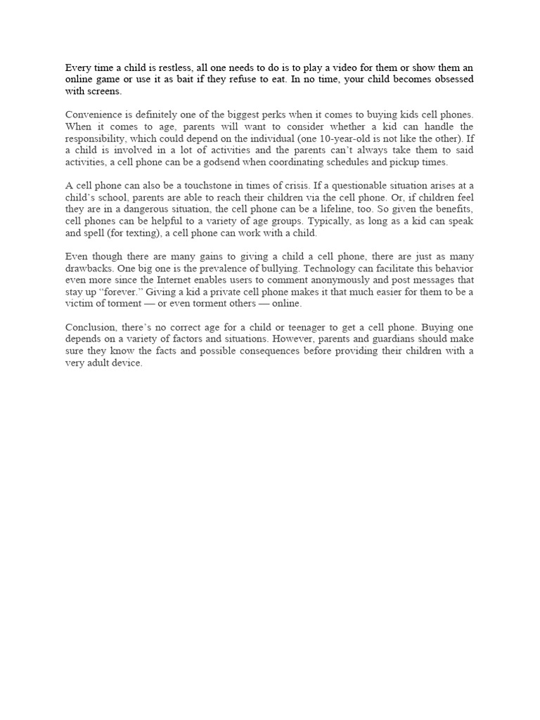 Guidelines for Kids' Cell Phone Use | PDF