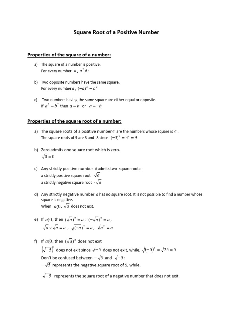 Square Root of A Positive Number | PDF