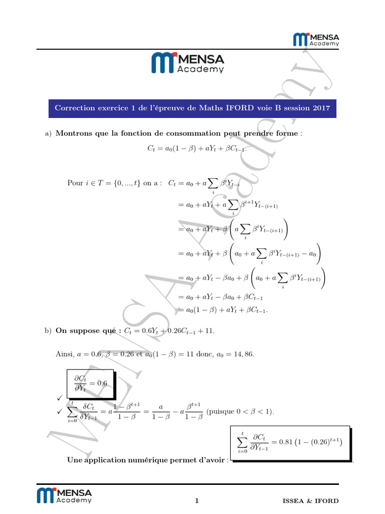 Correction Exo2 Maths IFORD | PDF