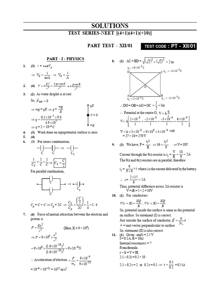 Part Test-1 (XII) | PDF