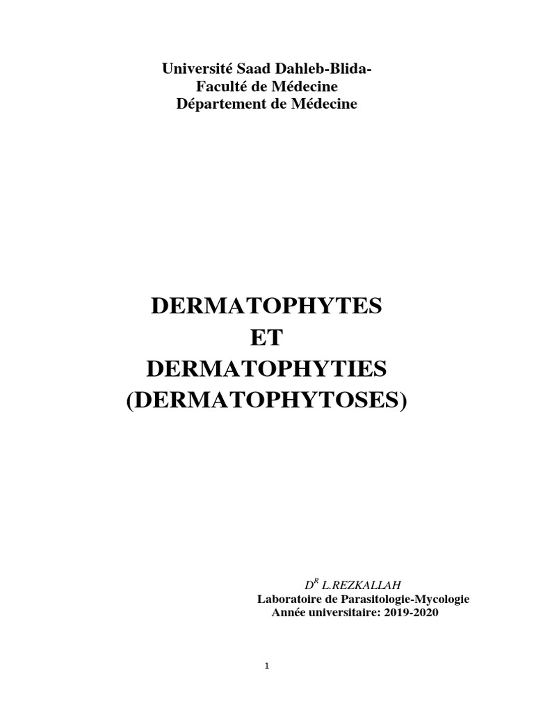 8-Dermatophytes Et Dermatophyties | PDF