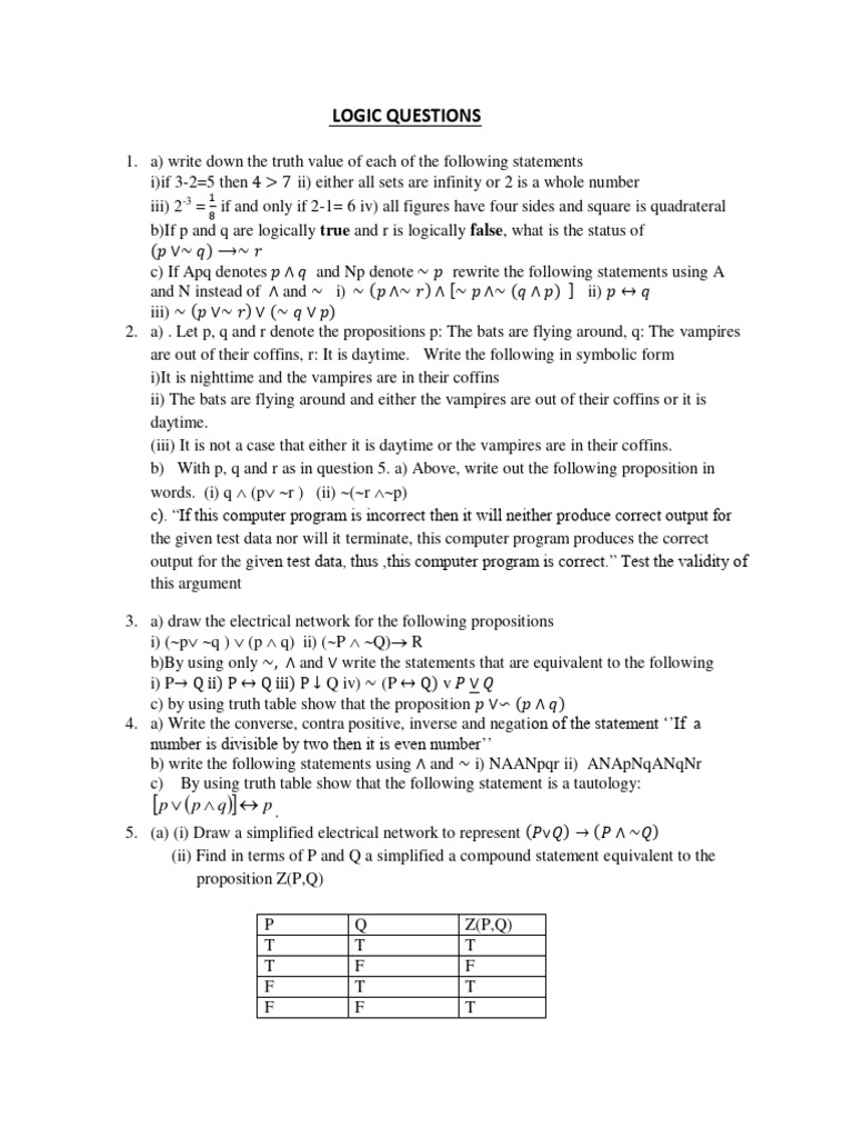 Logic Questions | PDF | If And Only If | Argument