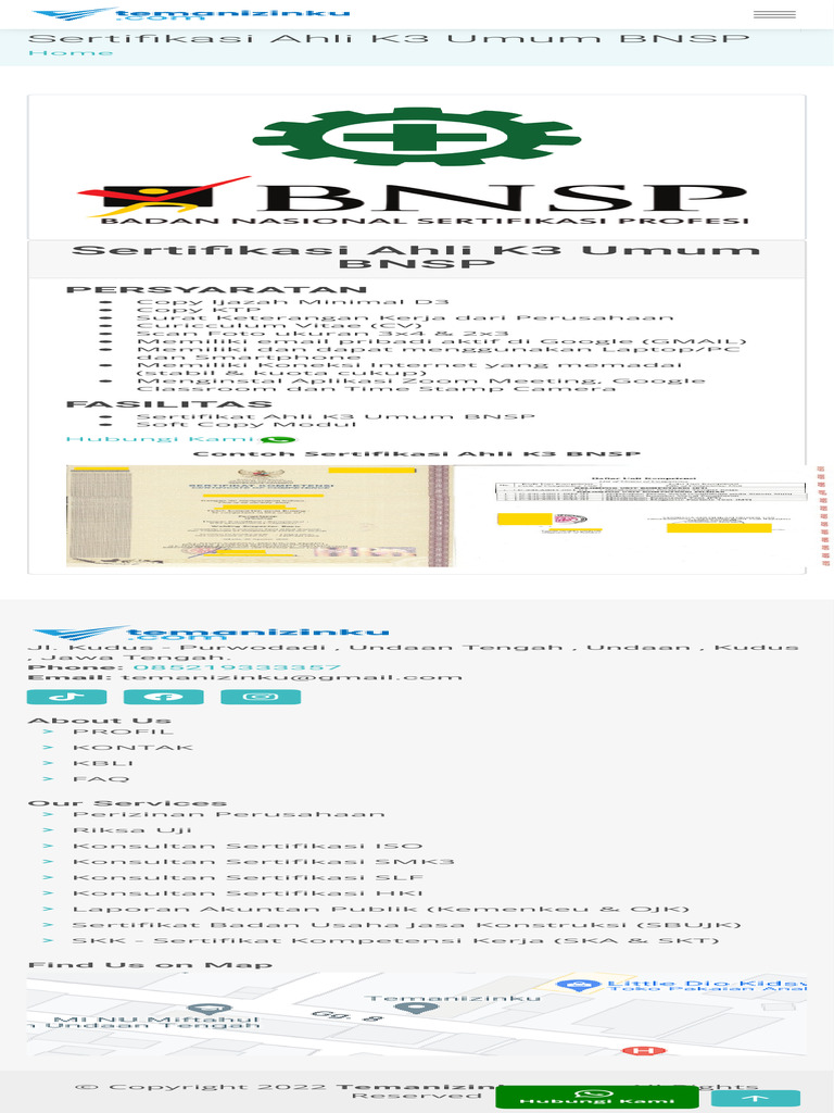 Sertifikasi Ahli K3 Umum BNSP | PDF
