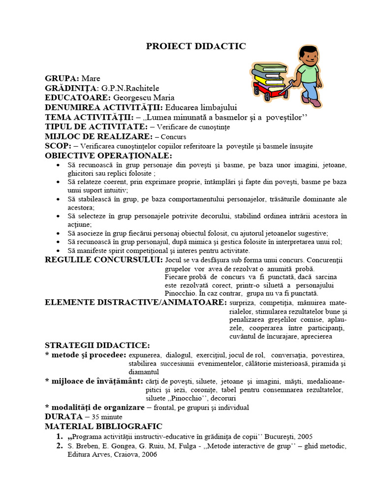 Proiect Didacticlumea Povestilor | PDF