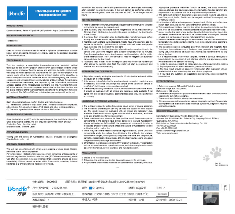 Feline NT-proBNP Rapid Test Kit | PDF