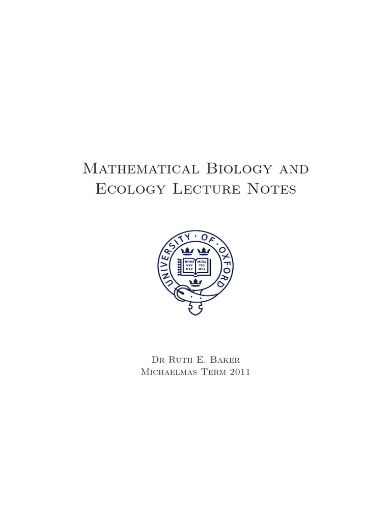 Math Bio Notes 2011 | PDF