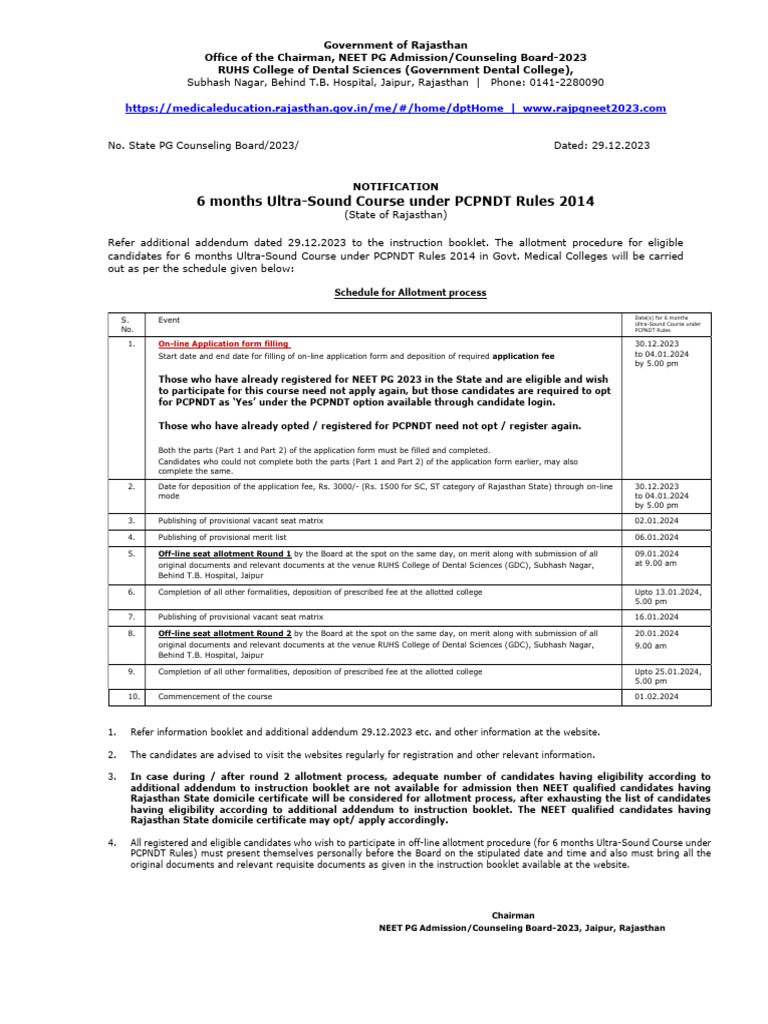 PCPNDT Ultrasound Course Notification 2024 | PDF | Medical Education ...