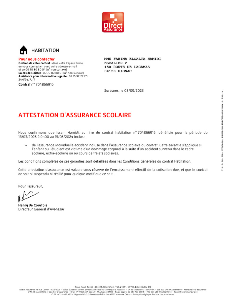 Attestation D'assurance | PDF
