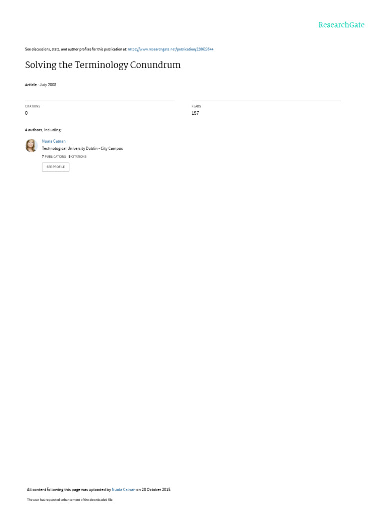 Solving The Terminology Conundrum | PDF