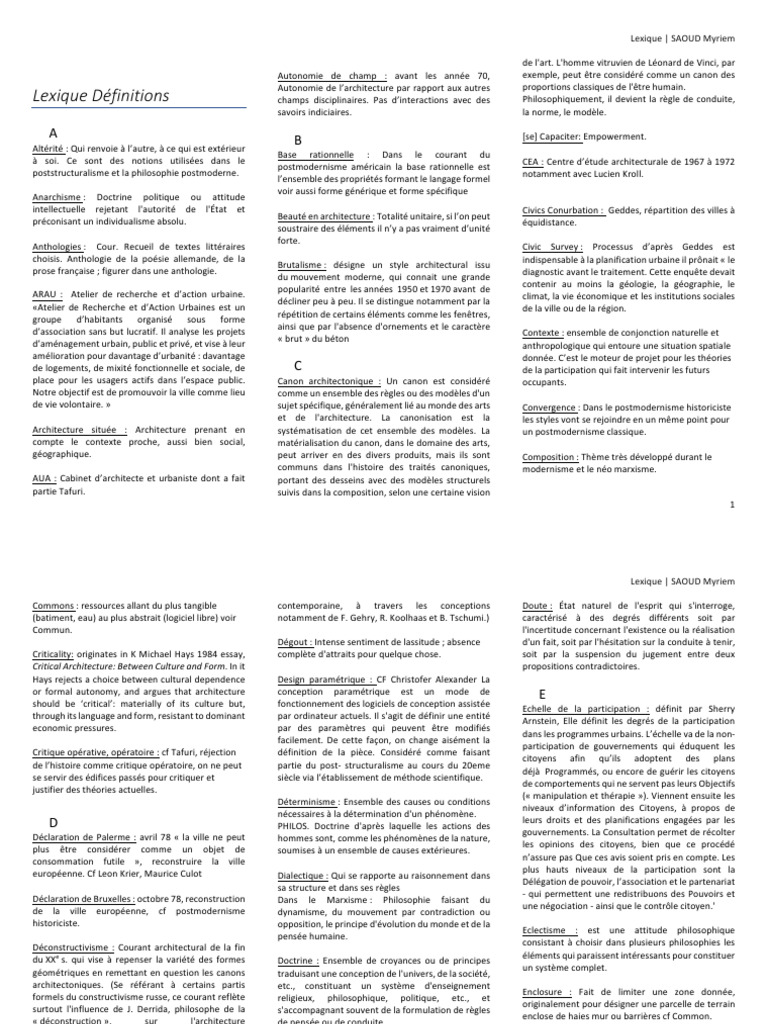 Lexique Théorie de L'architecture | PDF