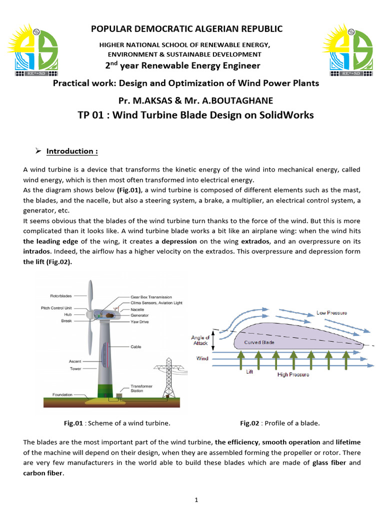 Wind Turbine Blade Design On SolidWorks | PDF | Wind Turbine | Wind Power