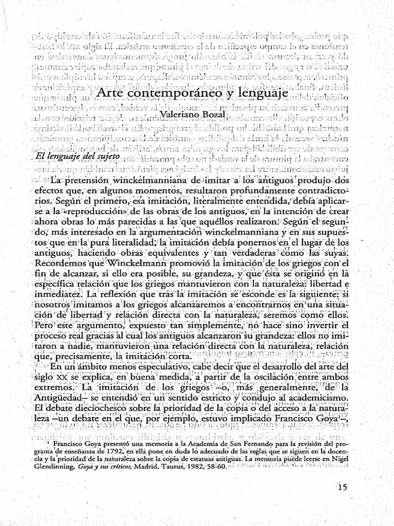 Arte Contemporáneo y Lenguaje: El Lenguaje Del Sujeto | PDF