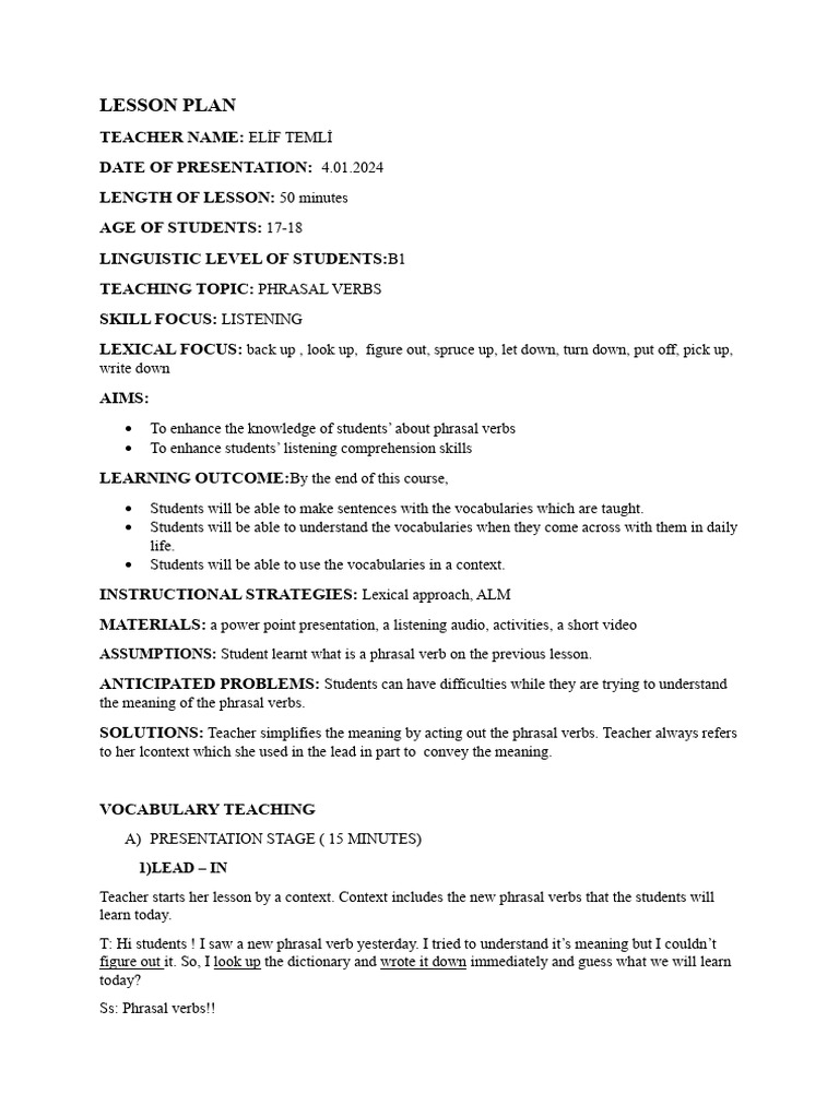 LESSON PLAN - Teaching Skills | PDF | Career & Growth