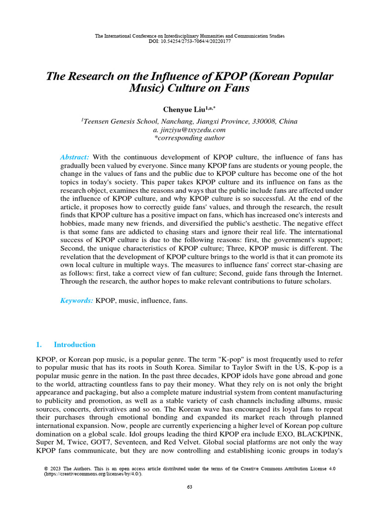 The Research On The Influence of KPOP Korean Popul | PDF