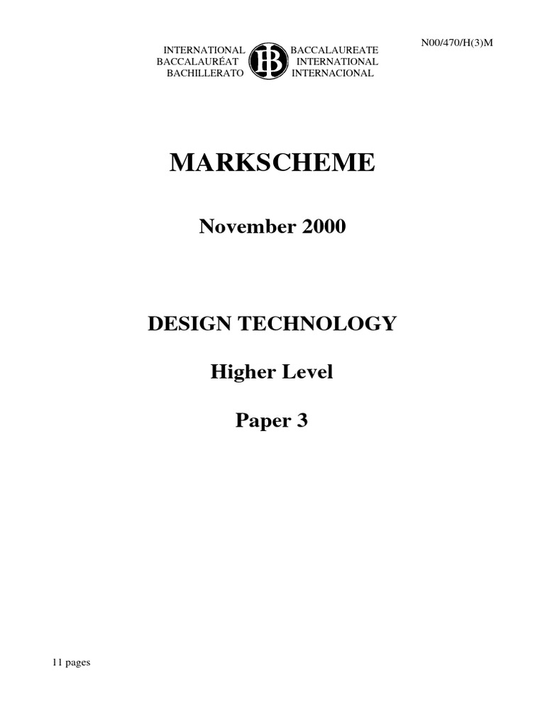 Design Technology Paper 3 HL Markscheme | PDF