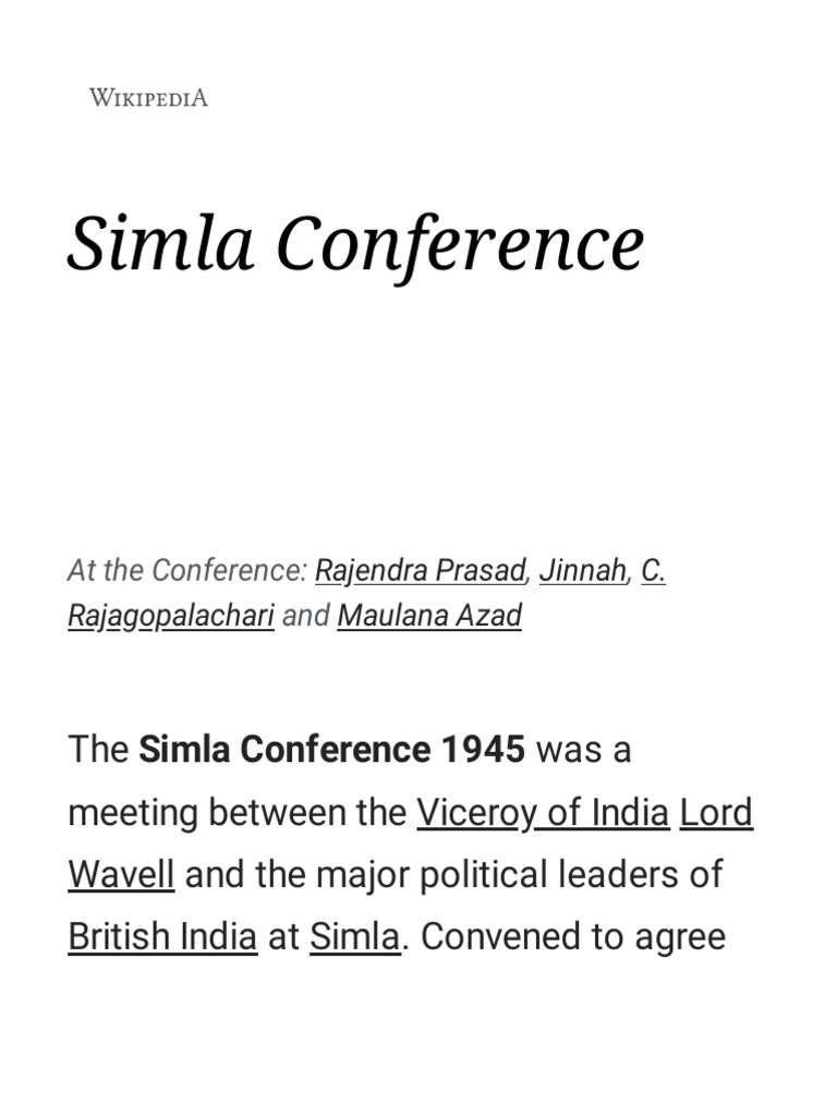 Simla Conference PDF | PDF | British India | India–United Kingdom Relations