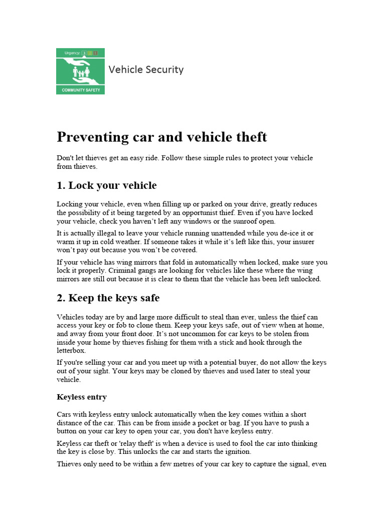 Vehicle Security | Download Free PDF | Car | Automotive Industry