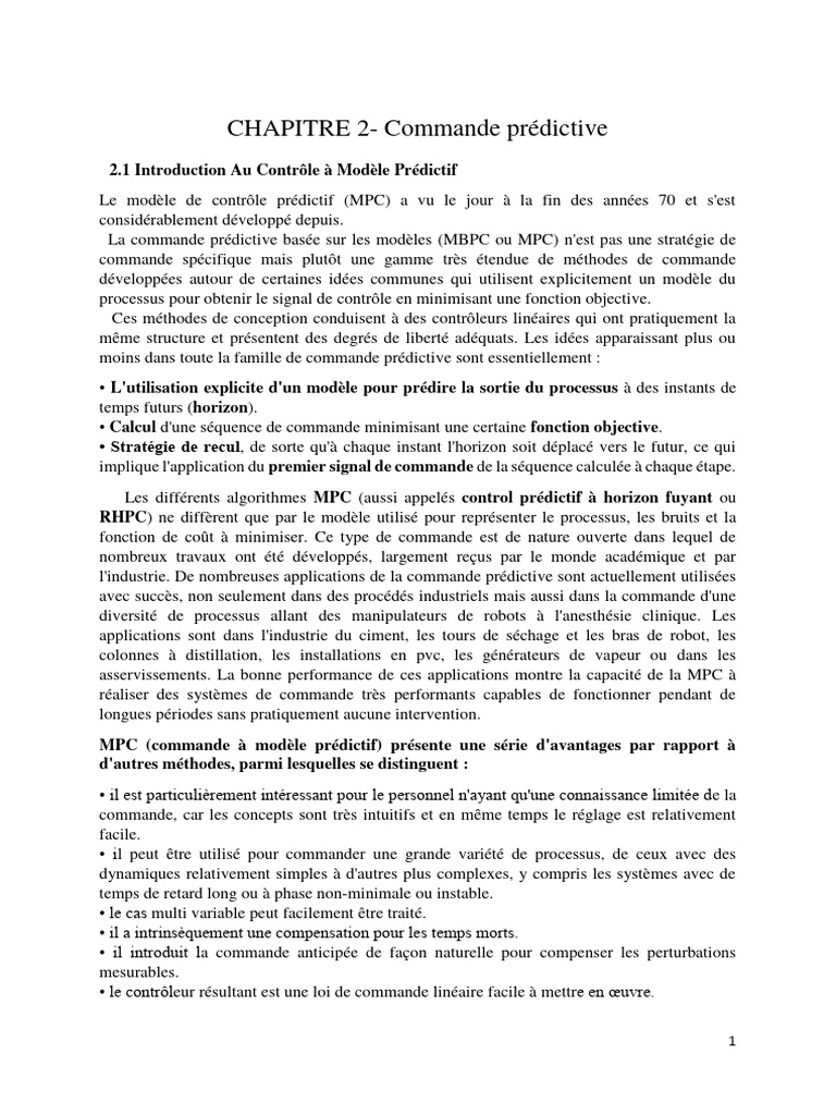 Chapitre2 - Commande Prédictive5 - AAV | PDF