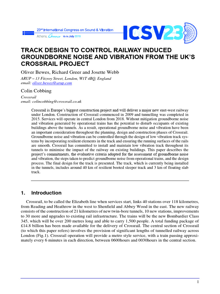Track Design To Control Railway Induced Vibration - Crossrail | PDF ... Track Design To Control Railway Induced Vibration - Crossrail | PDF ...