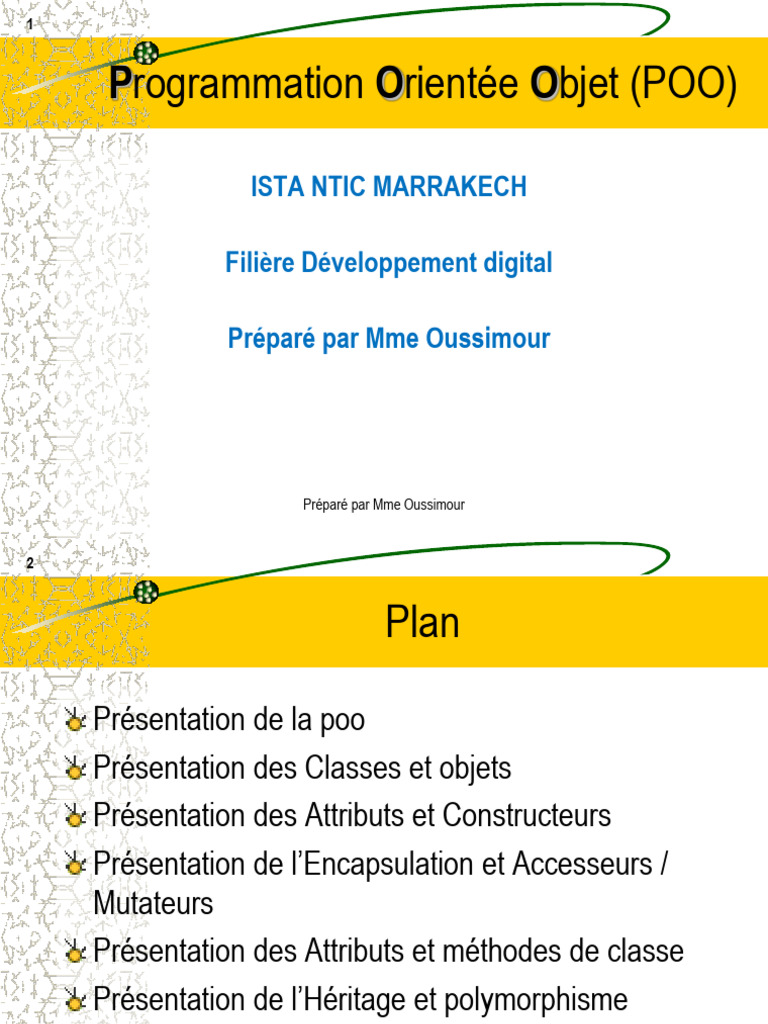 Introduction à la Programmation Orientée Objet | PDF | Classe ...
