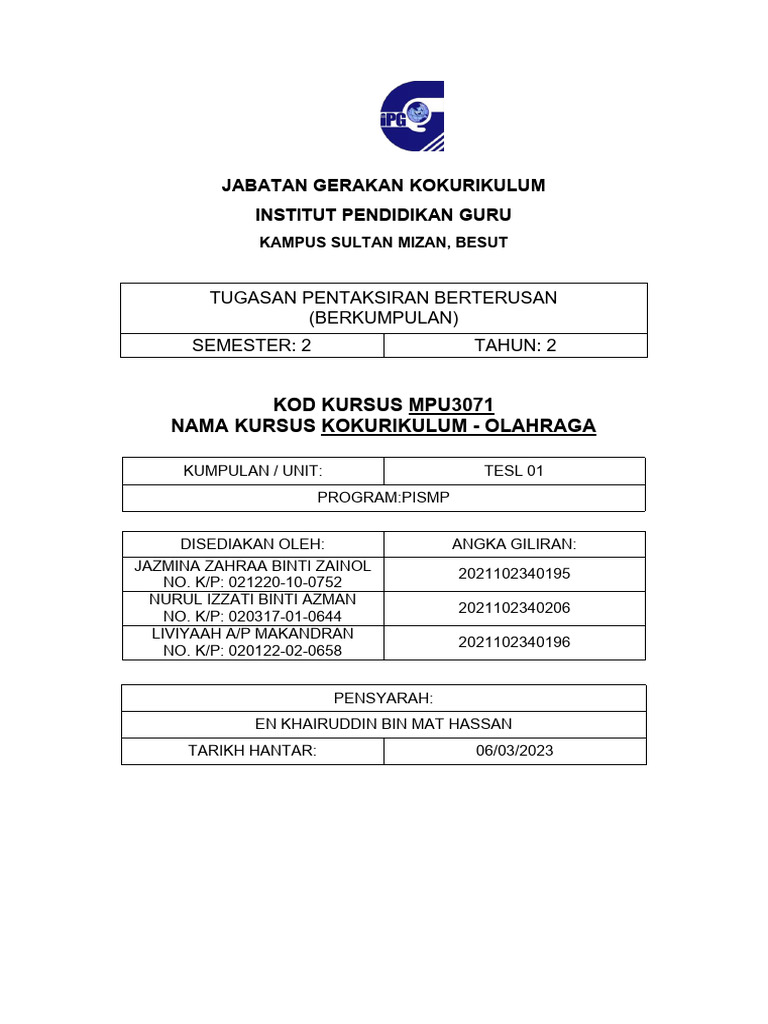 Cover Page Mpu | PDF