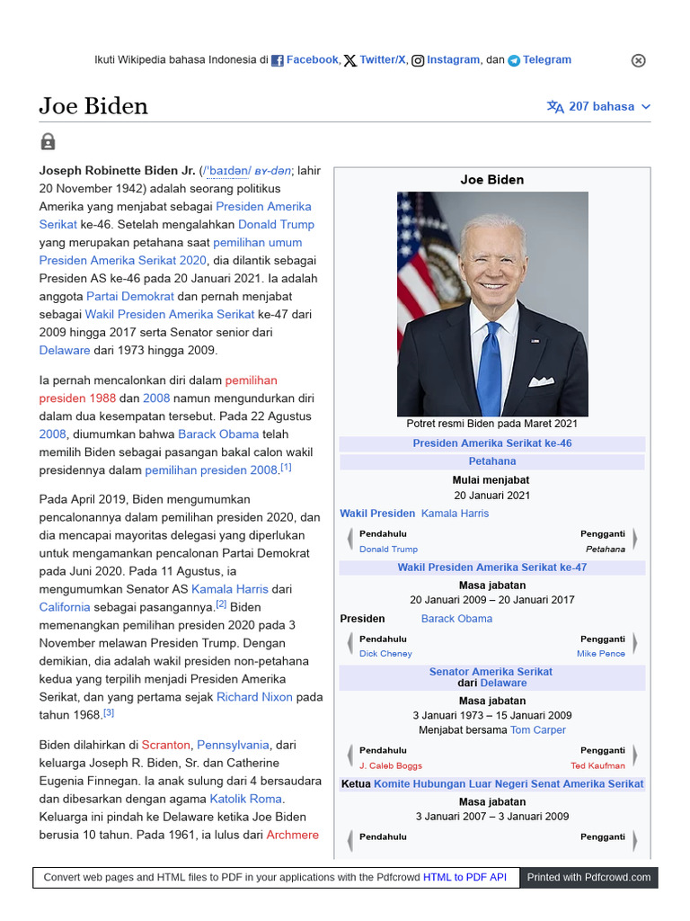 Biografi Presiden Joe Biden | PDF