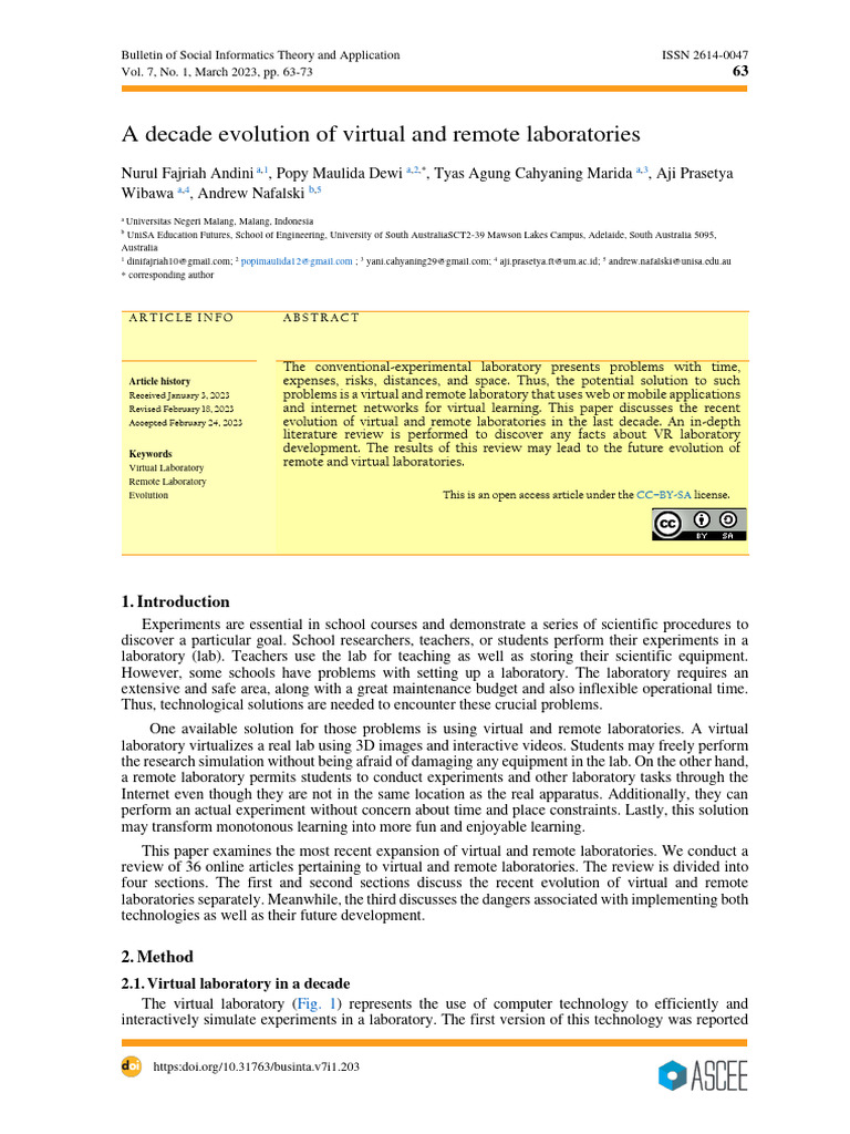 A Decade Evolution of Virtual and Remote Laboratories | PDF