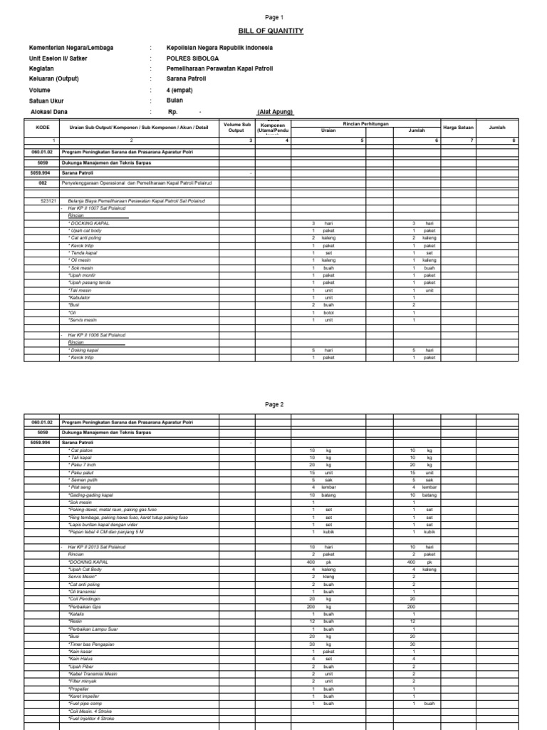 Bill of Quantity | PDF