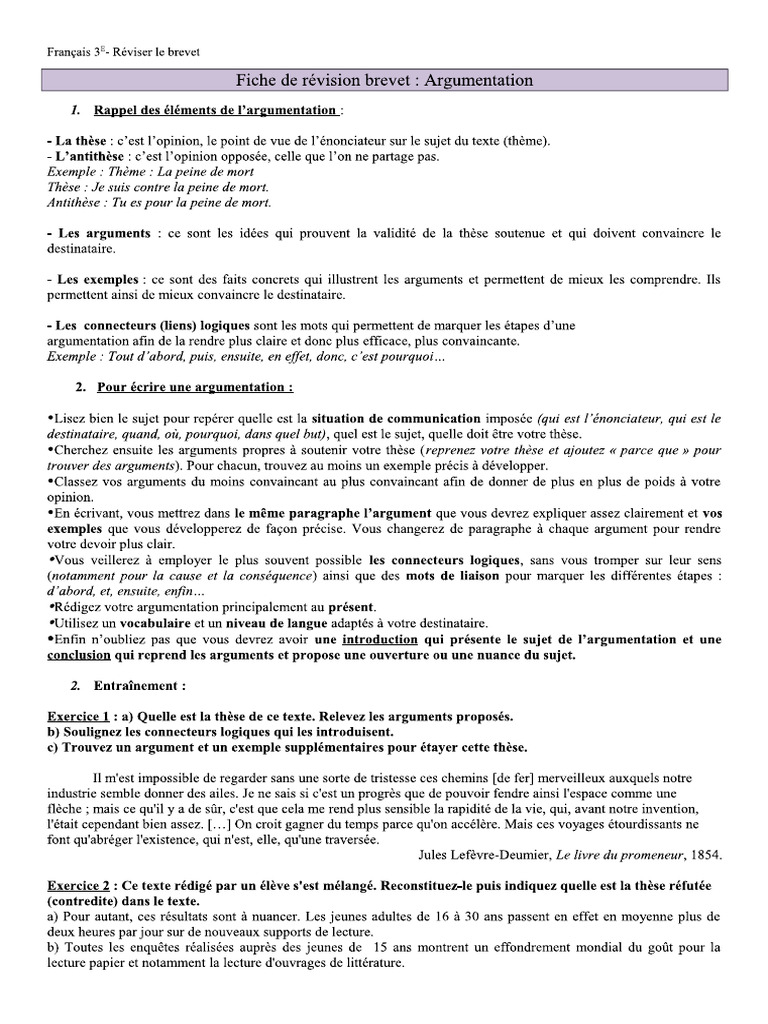 Fiche Argumentation | PDF