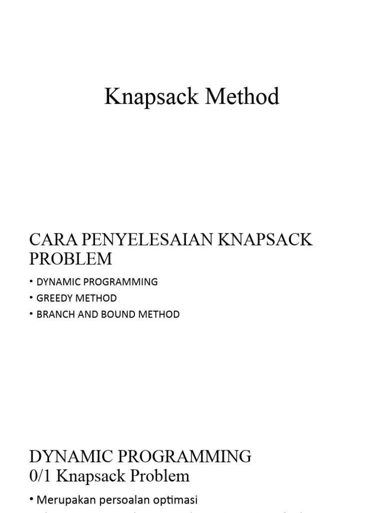 Knapsack Method | PDF