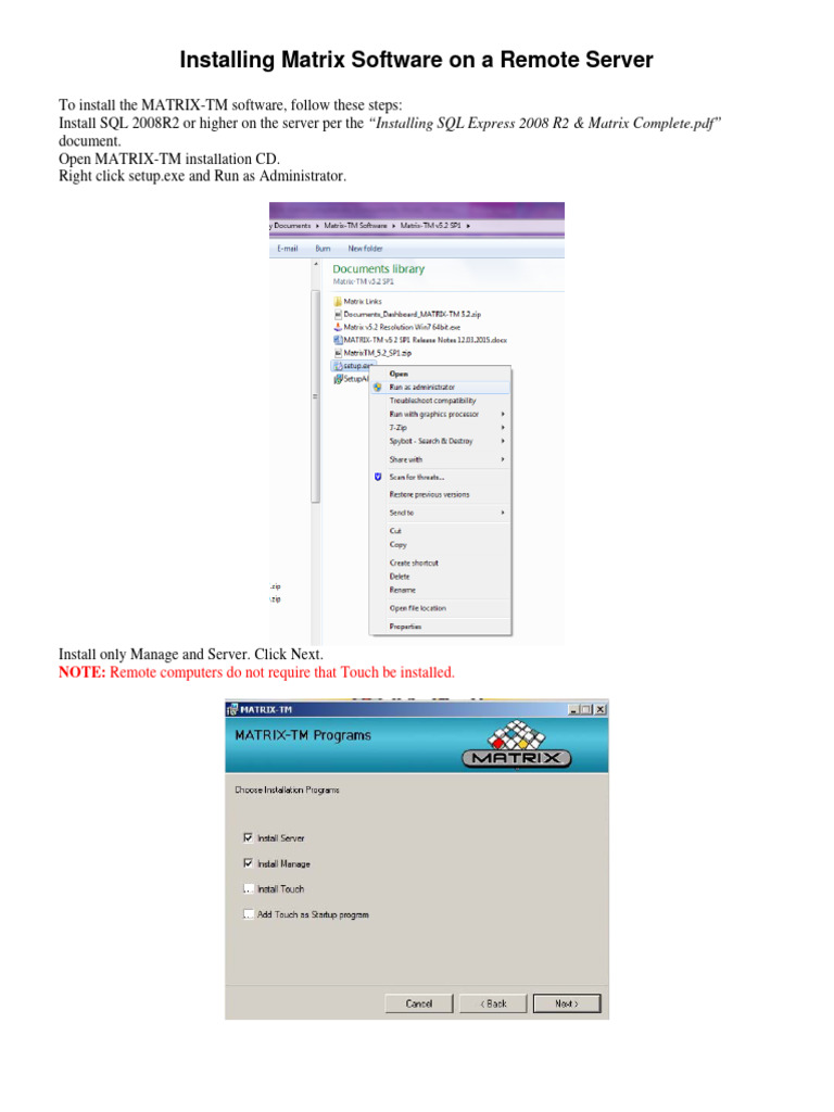 Installing Matrix Software On A Remote Server | PDF