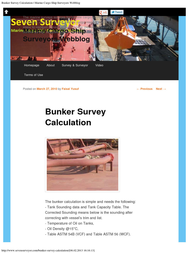 Bunker Survey Calculation - Marine Cargo Ship Surveyors Webblog | PDF ...