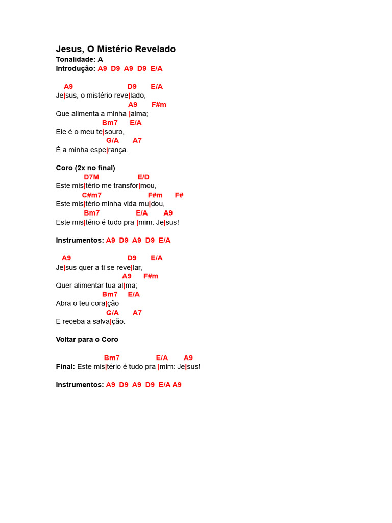 Cópia de Jesus o Mistério Revelado CIFRA | PDF