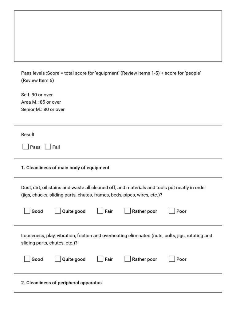 Autonomous Maintenance Checklist Guide | PDF | Computers | Technology ...