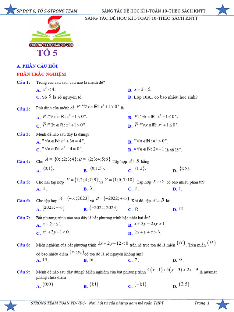 TỔ 5 ĐỢT 6 ST ĐỀ CK1 KHỐI 10 KNTT | PDF