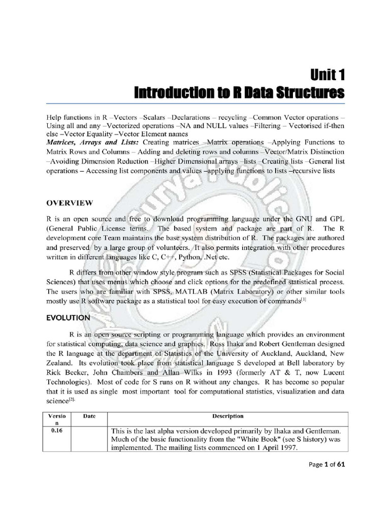 Unit 1 R PDF | PDF