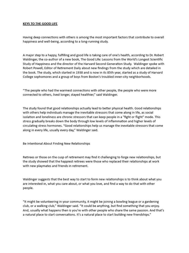 Keys To The Good Life | PDF