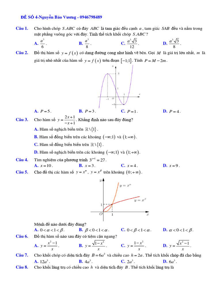 4.kt-Hk1-Toan 12 | PDF