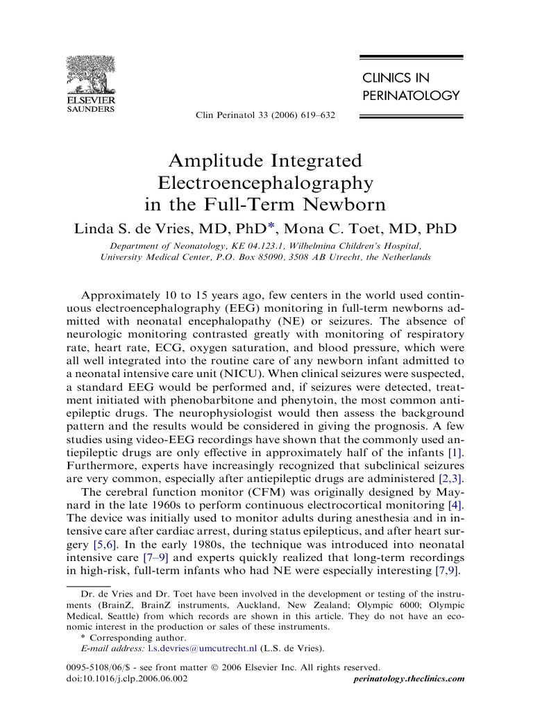 Amplitude Integrated Electroencephalography in The Full-Term Newborn | PDF | Self-Improvement ...