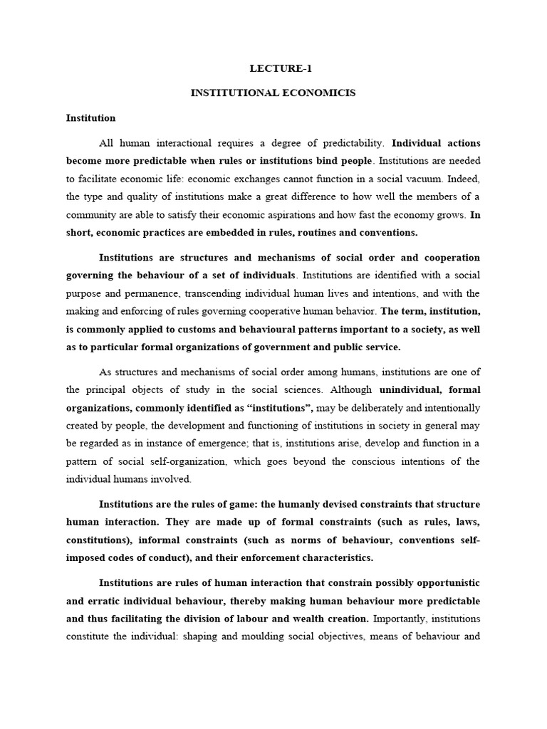 Institutional Economics | PDF